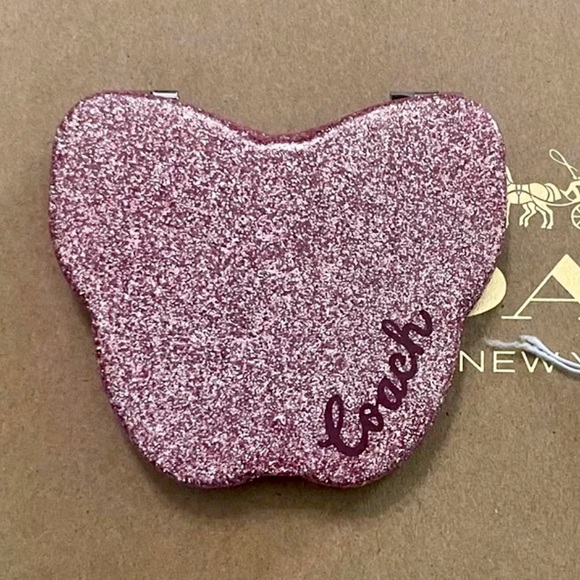 Coach | Accessories | Coach Pink Glitter Butterfly Compact Cosmetic ...